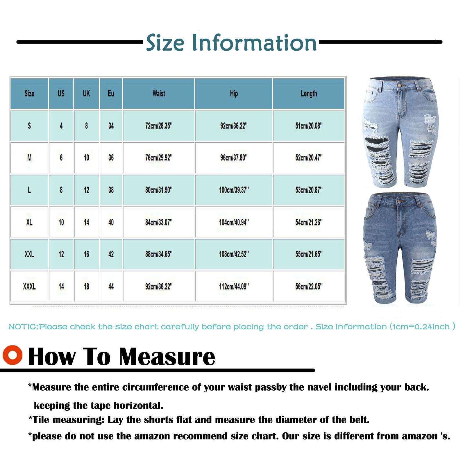 Womens Denim Ripped Bermuda Shorts High Waisted Distressed Knee Length Stretch Short Jeans Leggings with Pockets