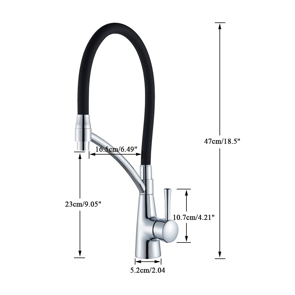 Kitchen Tap with Hose Kitchen Mixer Faucet 360° Pull Down Kitchen Faucet, Chrome with Black Free Rotation One Modes Kitchen Tap, Hot Cold Mixer Crane Bath Sink Tap Faucets Kitchen