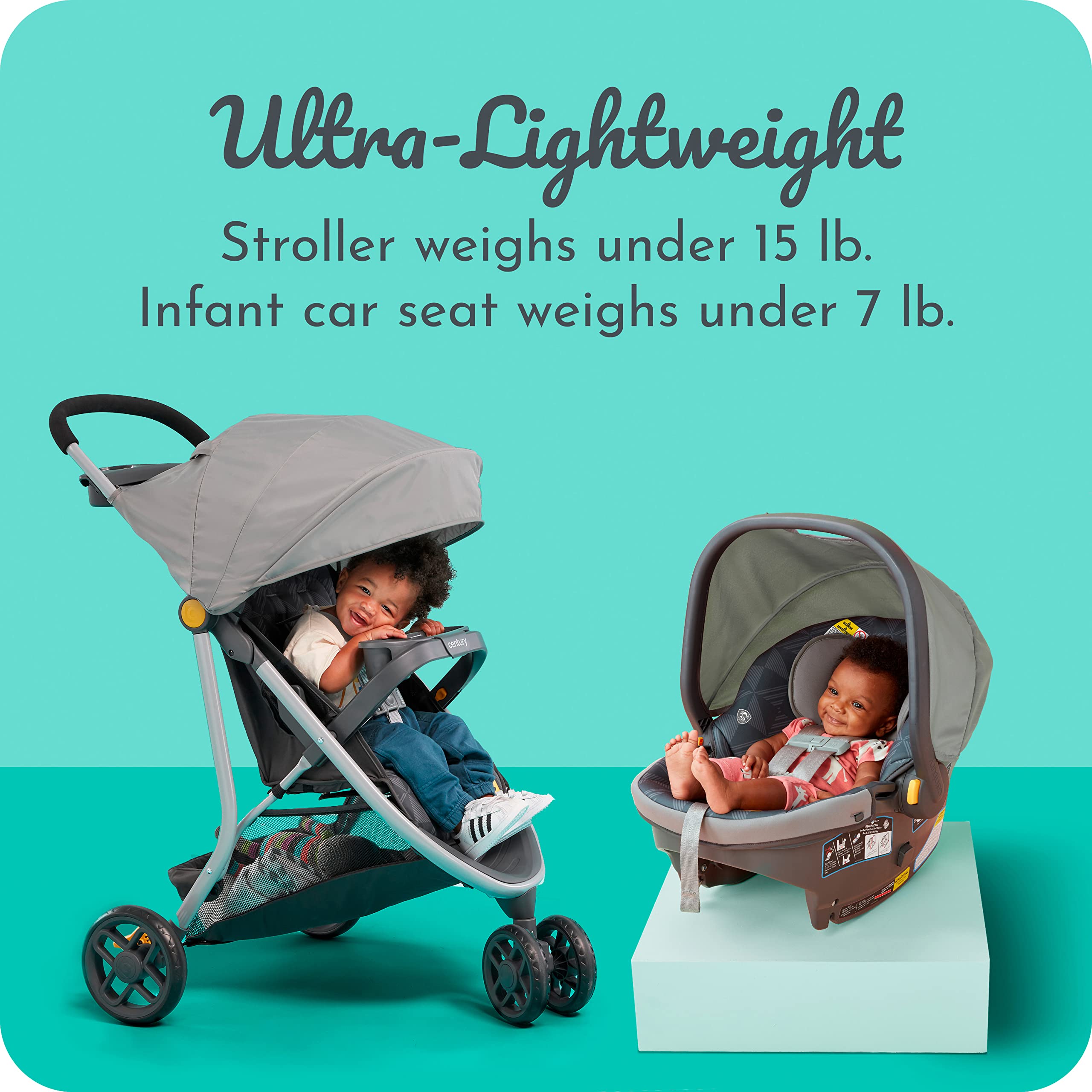 Century Stroll On 3-Wheel 2-in-1 Lightweight Travel System β Infant Car Seat and Stroller Combo