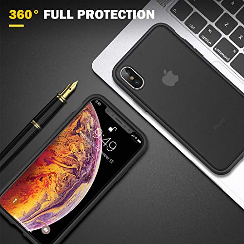 Humixx Shockproof Series iPhone X Case/iPhone Xs Case, [Military Grade Drop Tested] [Upgrading Material] Translucent Matte Case with Soft Edge, Heavy Duty Protective Case, 5.8 Inch Black