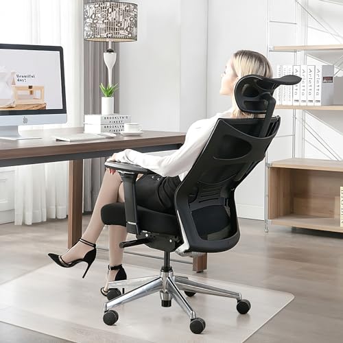 Clear Chair Mat for Hardwood Floor: 48" x 36" Plastic Office Chair Mats for Hard Wood and Tile Floor, Easy Glide No-Slip Floor Mat for Rolling Chair, Heavy Duty Pvc Floor Protector under Computer Desk