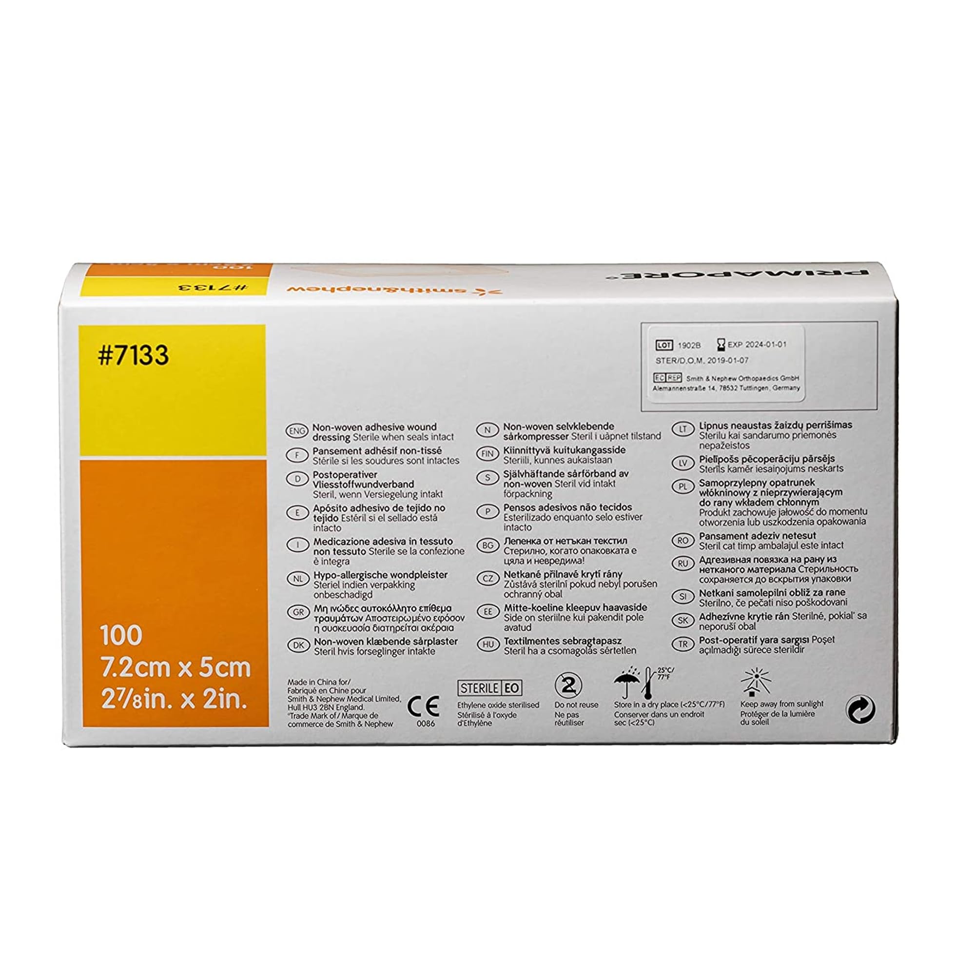 Box of 100 Primapore Dressing 2" x 3" SMITH & NEPHEW INC. 7133
