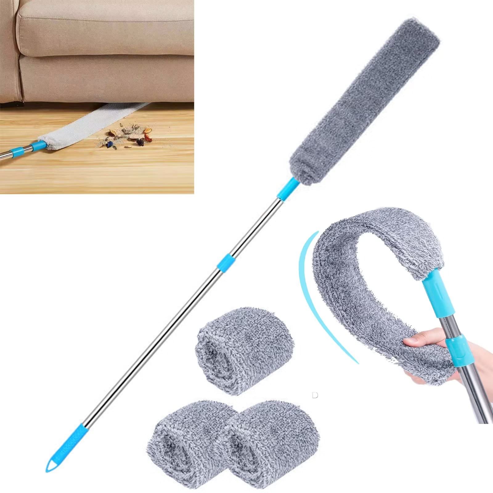 Extendable Duster, Duster with Extension Pole, for Wet and Dry for Cleaning Ceiling Fan, High Ceiling, Blinds, Furniture, Cars