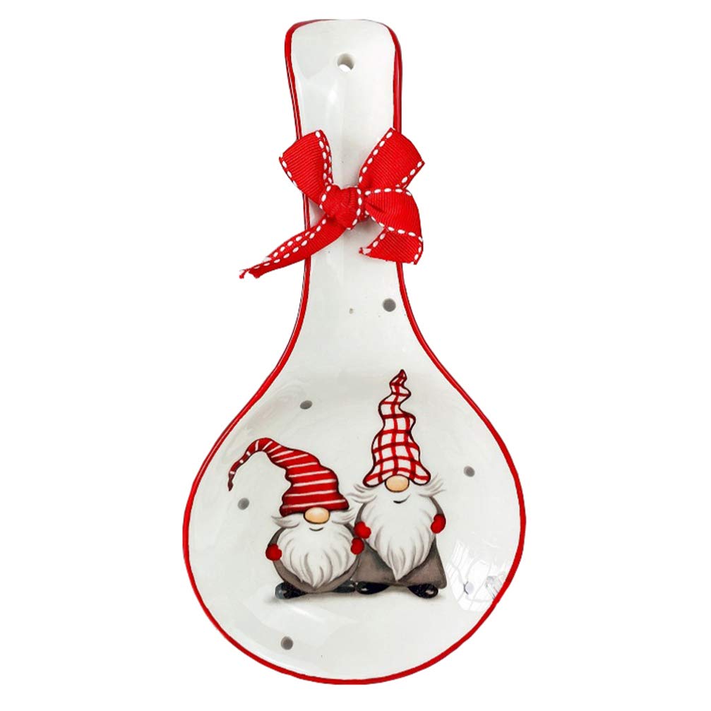DOITOOL Santa Claus Spoon Rest Ceramic Christmas Spoon Rest kitchen Stove Spoon Holder Modern Farmhouse Spoon Rest Christmas Party Decorations