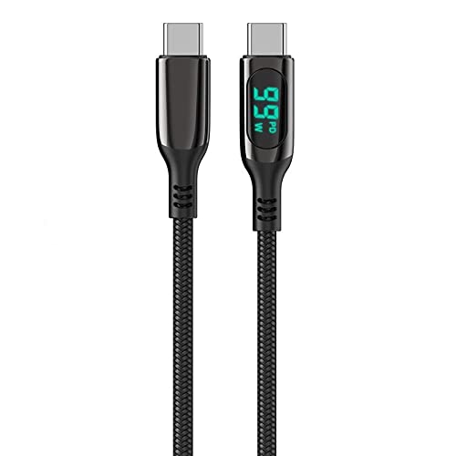 BoxWave Cable Compatible with Acer ConceptD 7 Ezel CC715-71-7163 (15.6 in) - PowerDisplay PD Cable (6ft) - USB-C to USB-C (100W), LED Display 6 Foot PD Braided Nylon Cable - Jet Black