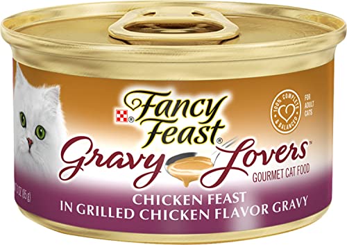 Fancy Feast Gravy Lovers Variety Packs Wet Cat Food Bundle Includes Turkey, Salmon & Sole, Chicken Feast in Gravy Flavor Grain-Free Proteins (Pack of 18)