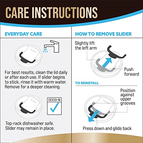 RUUMI® Nose Recess Tumbler Lid (Black) – Compatible with 20 oz Yeti Rambler, Ozark Trail, Swig – See Chart for Other Brands/Sizes