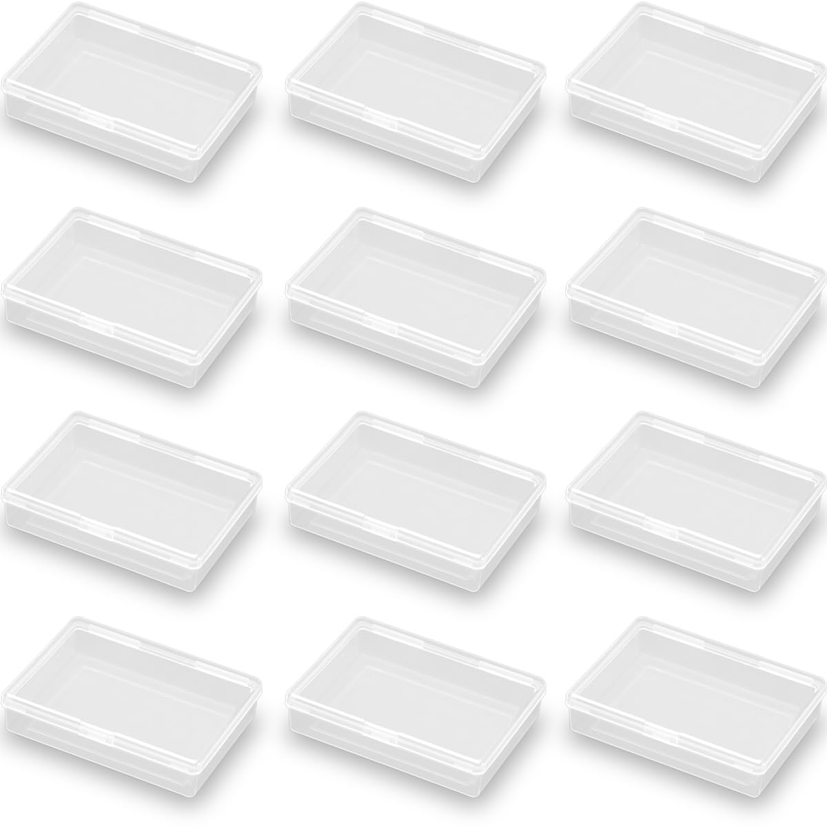 Farmer Mani 12 Pieces Rectangular Clear Plastic Storage Containers for Tiny Items and Other Craft Projects. (3.94 x 2.76 x 0.95 inch)