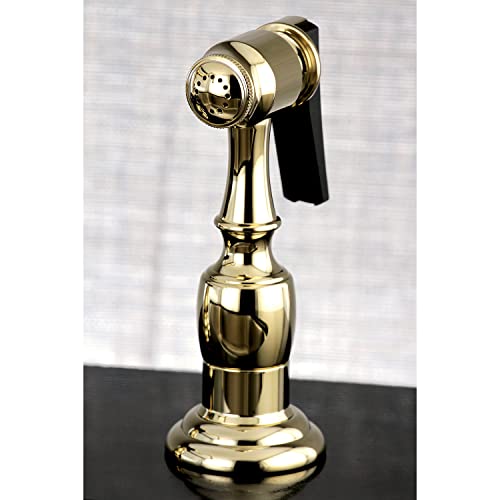 Kingston Brass KB1792WLLBS 8" to 16" Widespread Kitchen Faucet with Brass Sprayer, 8-1/4" in Spout Reach, Polished Brass
