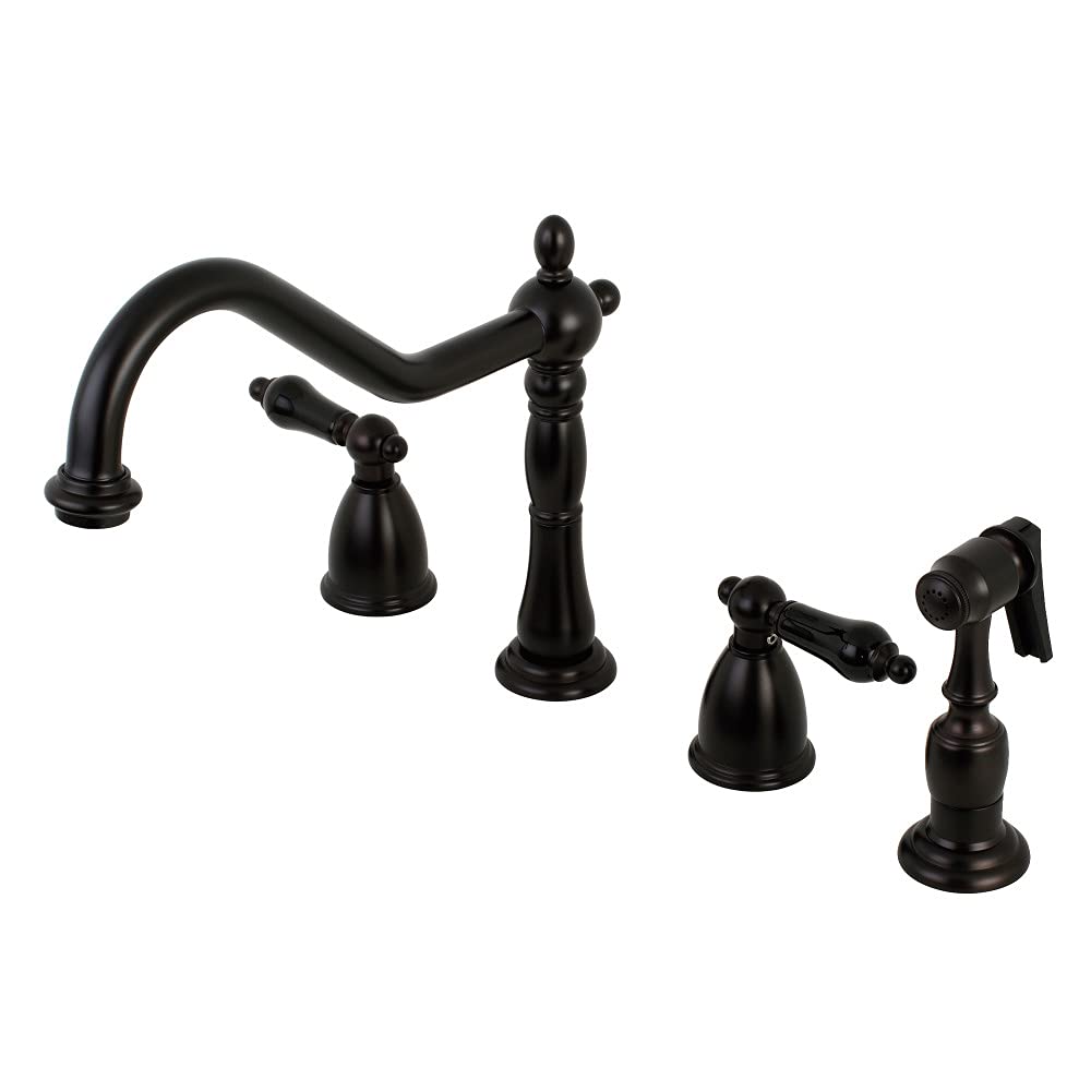 Kingston Brass KB1795PKLBS Duchess 8 inch To 16 inch Widespread Kitchen Faucet with Brass Sprayer, 8-1/4 inch In Spout Reach, Oil Rubbed Bronze