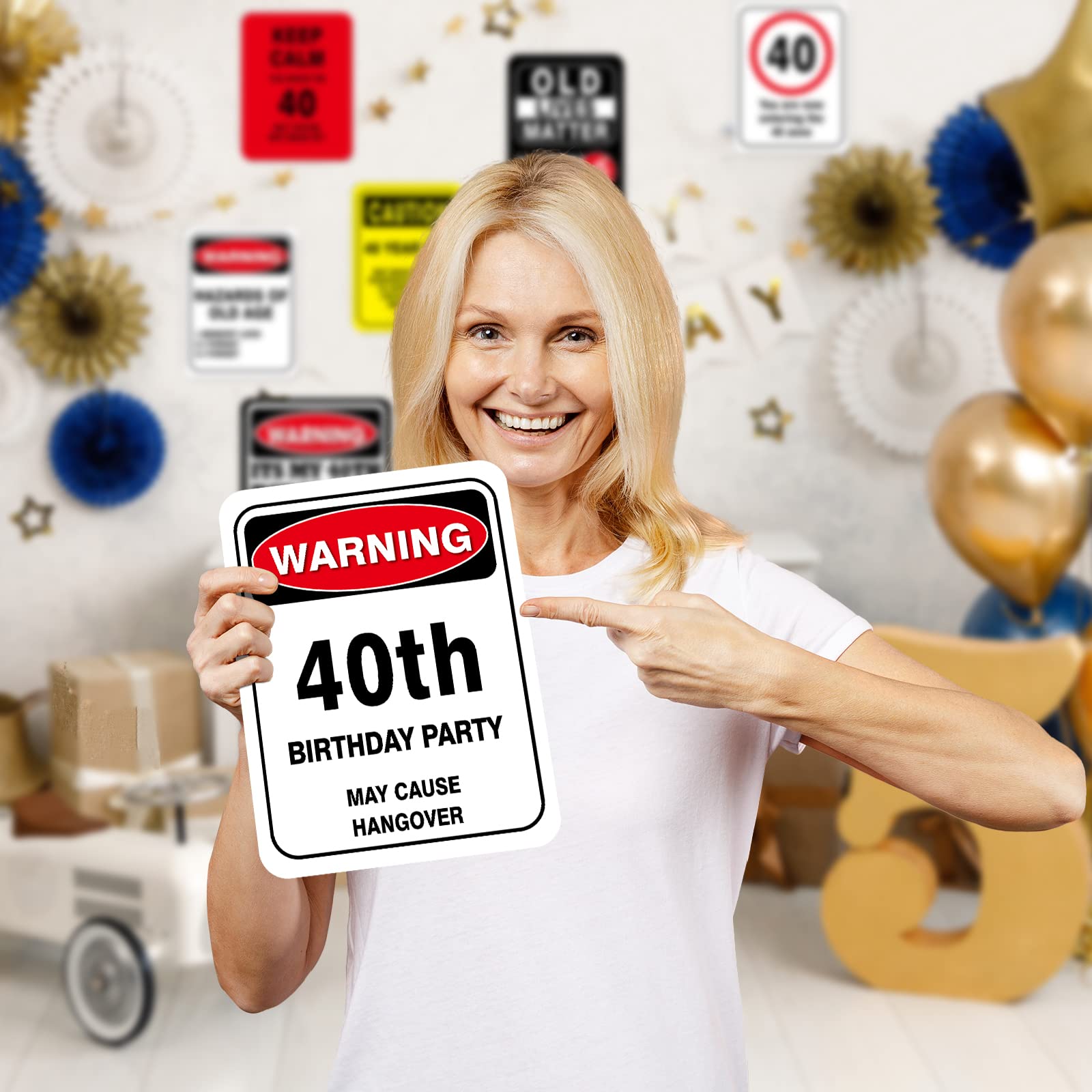 WERNNSAI 40th Birthday Decorations - 9 Pcs 40 Birthday Decorations for Men, 40 Year Old Decorations Signs Table Centerpieces Funny Picture Props, Women 40s Door Windows Wall Decor, Bday Party Garden Banner
