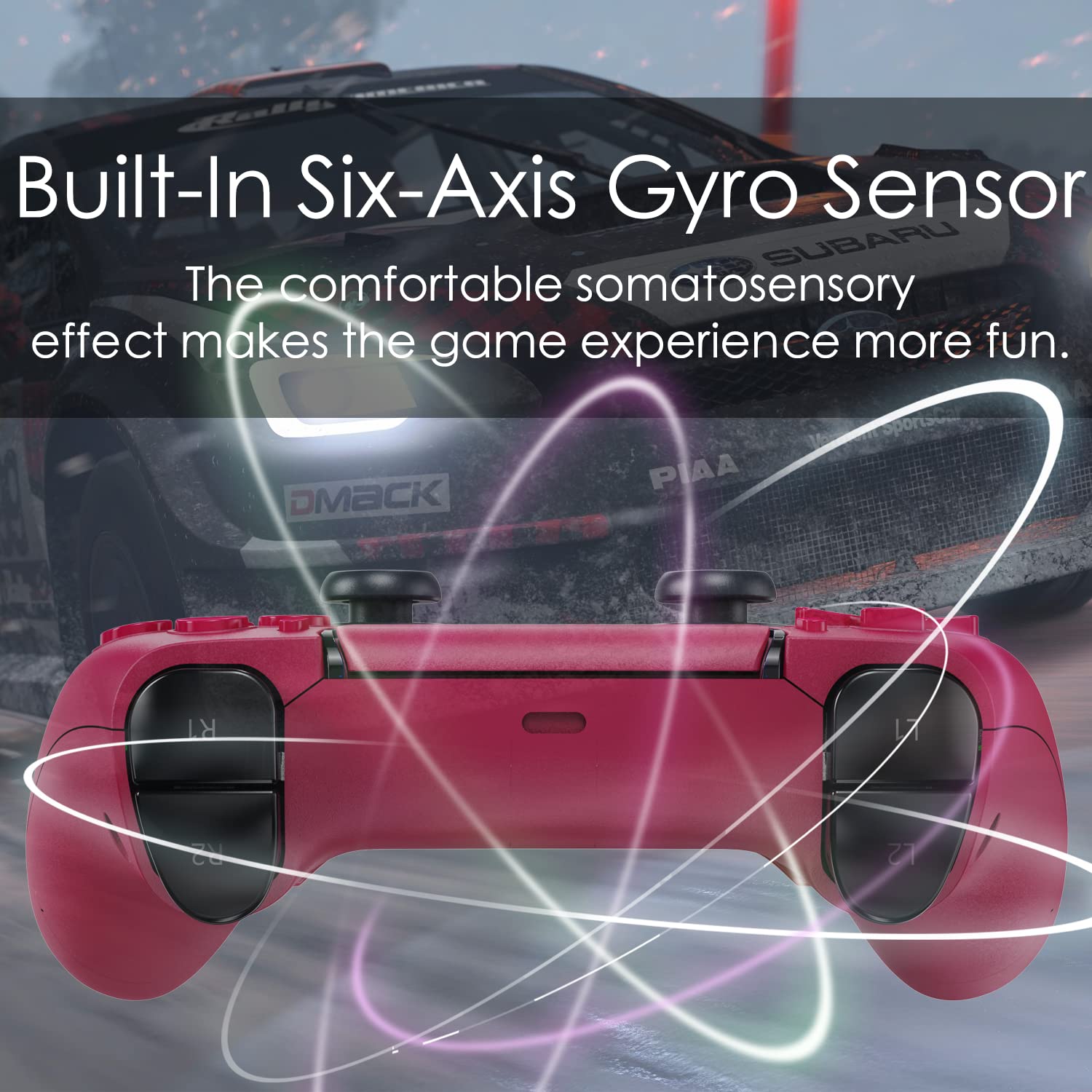Cenxaki Wireless Controller for PS4/PS3, Remote Game Controller with 2 Customizable Button/Dual Vibration/6-Axis Motion/Turbo Compatible for Switch Console/PC/Phone - Red