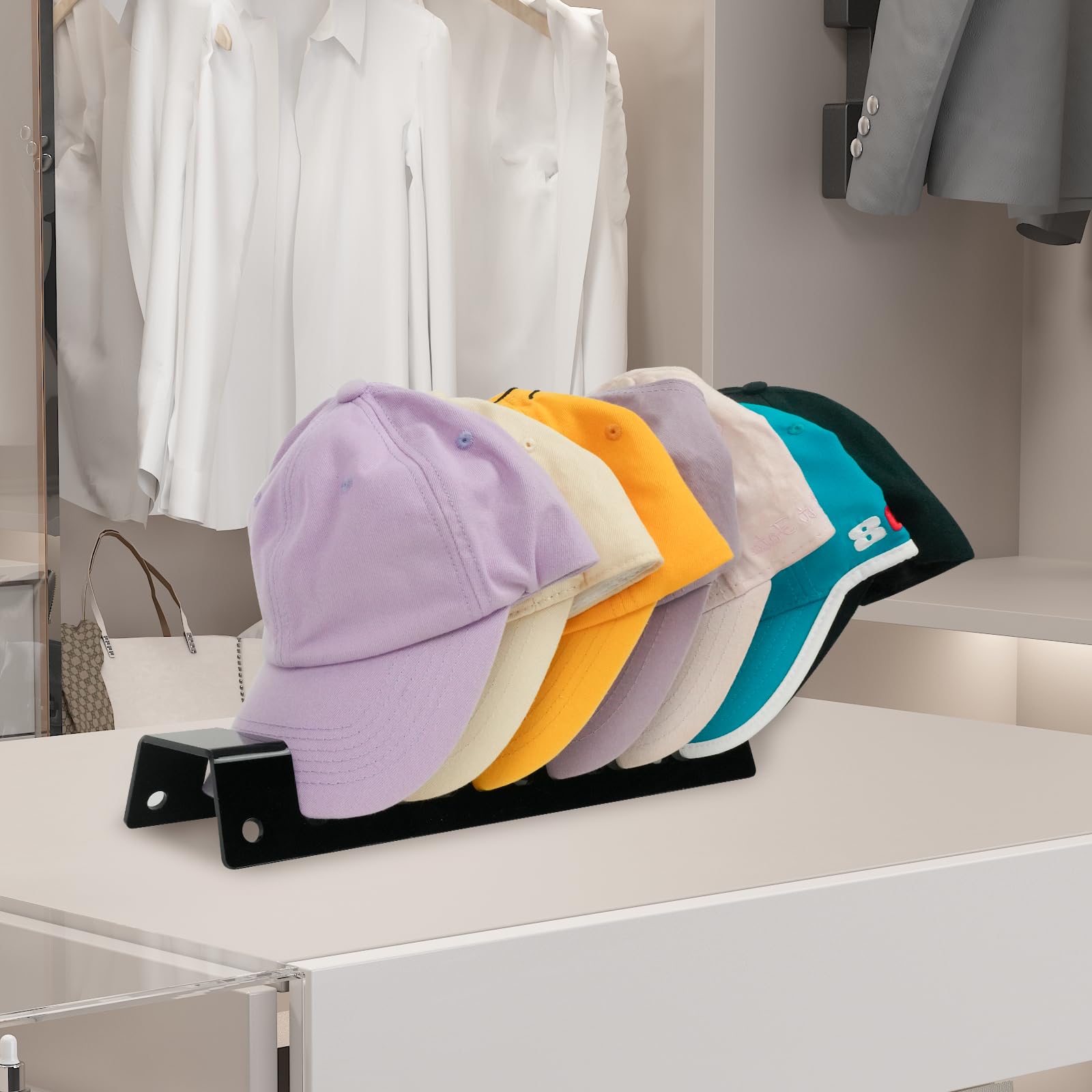 FOLLOWIN Hat Stand Organizer for Baseball Caps,Acrylic Hat Holder for Closet Countertop Display,2 Pack Baseball Caps Display and Organizer,Holds 24 Hats,Clear