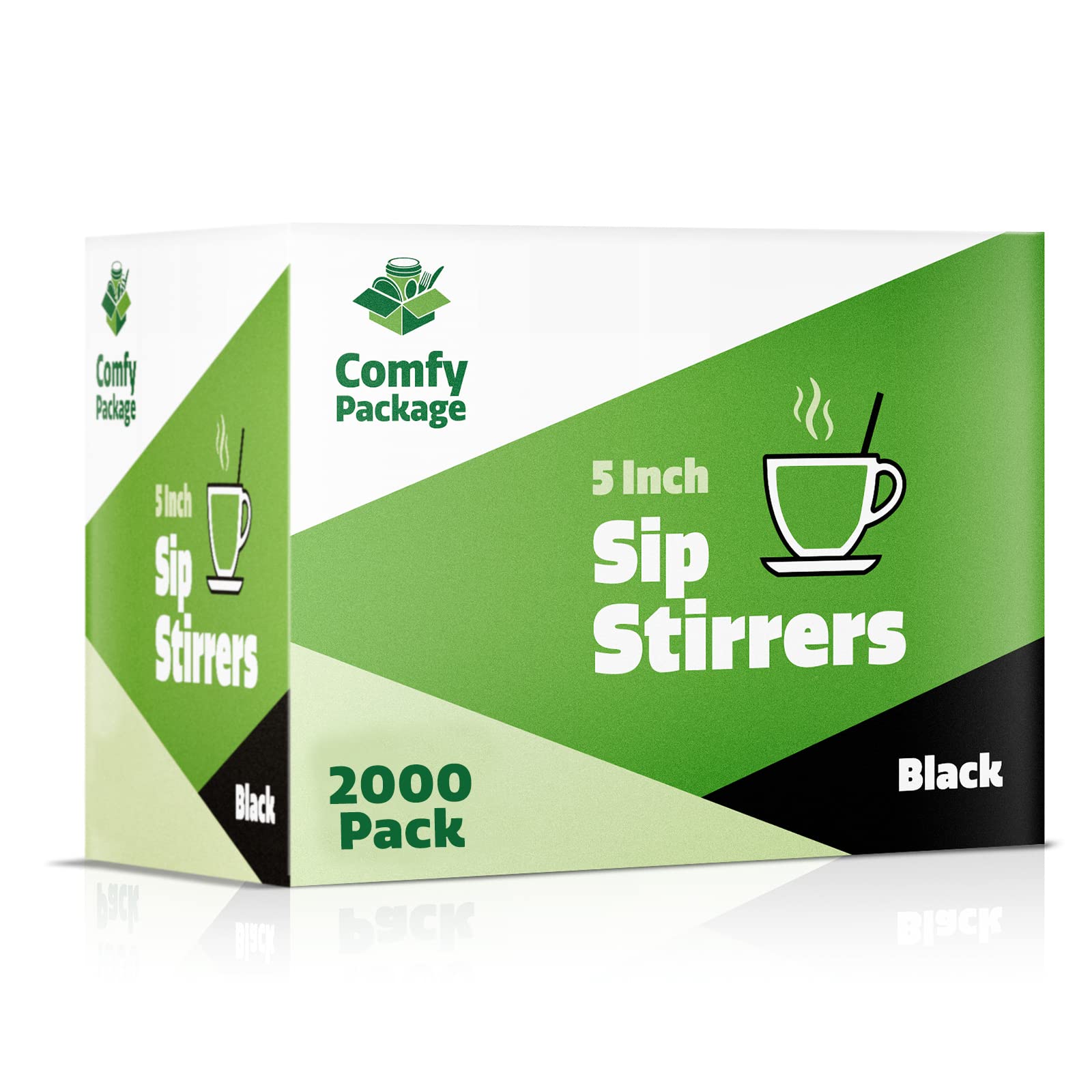 Comfy Package, [2000 Count] 5 Inch Coffee & Cocktail Stirrers/Straws Disposable Plastic Sip Stir Sticks - Black
