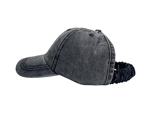CurlCap Natural Hair Backless Cap – Satin Lined Baseball Hat for Women (Charcoal) One Size