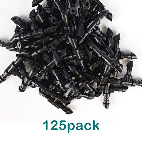 Daisypower 125Pcs 1/4" Barbed Tees Fittings,Barbed Connector Drip Irrigation for 4mm/7mm Water Tube Watering Sprinkler System