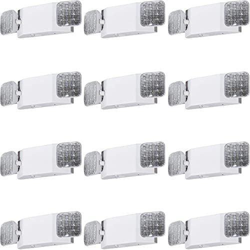 LED Emergency Light with Battery Backup, Commercial Emergency Light, Two Adjustable Heads Home Power Outage Emergency Light, 120-277V AC, UL Listed (12-Pack)