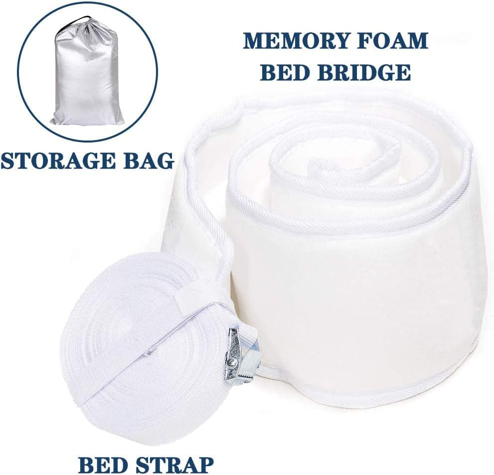 SAYGOGO Bed Bridge Twin to King Converter Kit, Upgrade 11.8inch W Memory Bed Gap Filler, Adjustable Bed Bridge Mattress Connector Strap for Bed, Storage Bag Included, for Guests Stayovers