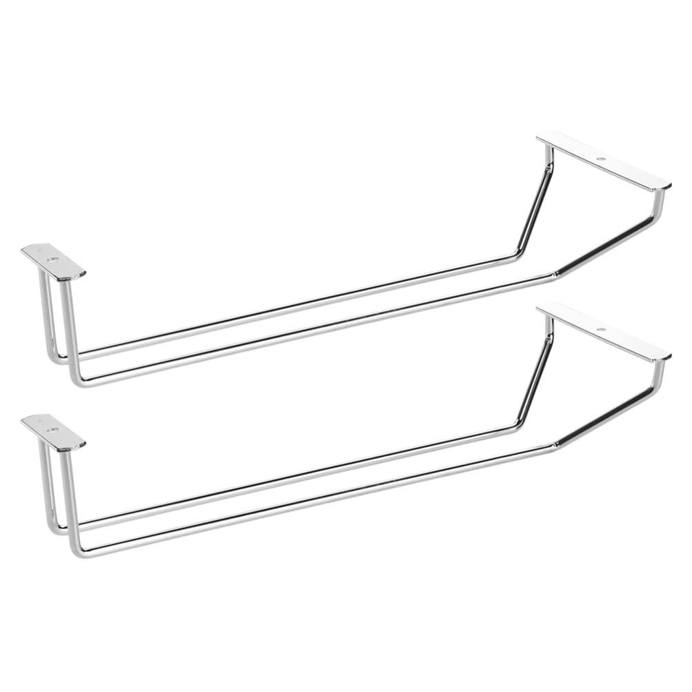 DOITOOL Stainless Shelf Wire Hanging Wine Glass Rack: 2pcs Under Cabinet Wine Glasses Holder Stemware Storage Hanger Organizer for Kitchen Cabinet Bar Metal Clothing Rack