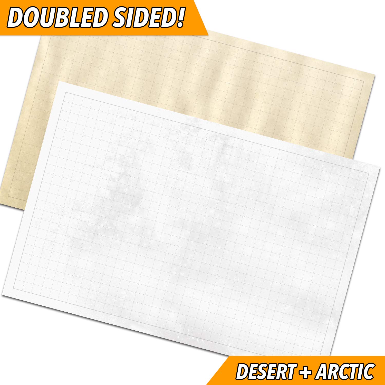 RPG Battle Game Mat - 6 Pack Dry Erase Double Sided 36 x 24 (12 Terrains) + 4 Dry Erase Markers + 1 Eraser + 7pc Polyhedral Dice Set - Large Table Top Role Playing Map for Starters and Masters…