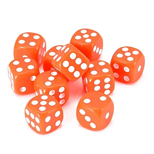 ZYM305 10Pcs/Set Orange White Dots Rounded Dice Board Game Mahjong Accessories 1.6CM Games Dice (Color : Orange)