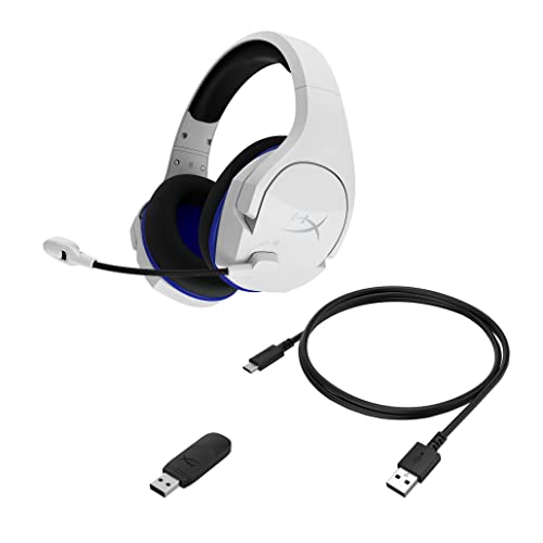 HyperX HHSS1C-KB-WT/G Cloud Stinger Core β Wireless Gaming Headset, for PS4, PS5, PC, Lightweight, Durable Steel Sliders, Noise-Cancelling Microphone - White