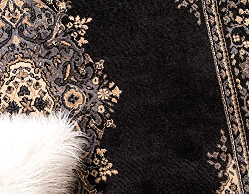 Rugs.com Amaya Collection Rug β 8 Ft Round Black Medium Rug Perfect for Kitchens, Dining Rooms