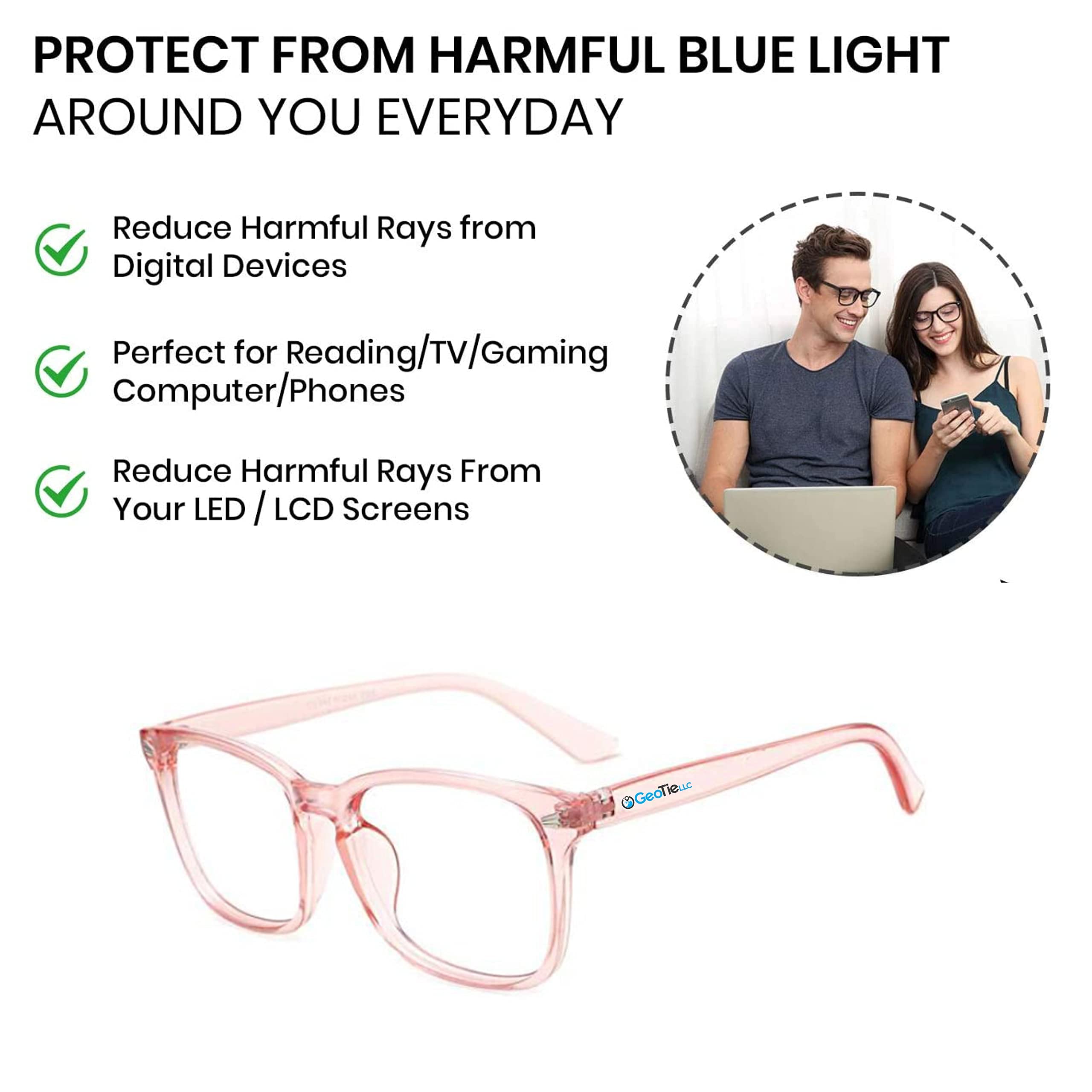 Clear Pink - Womens Blue Light Blocking Glasses - for Women - Bluelight - Sleep Better - UV Protection