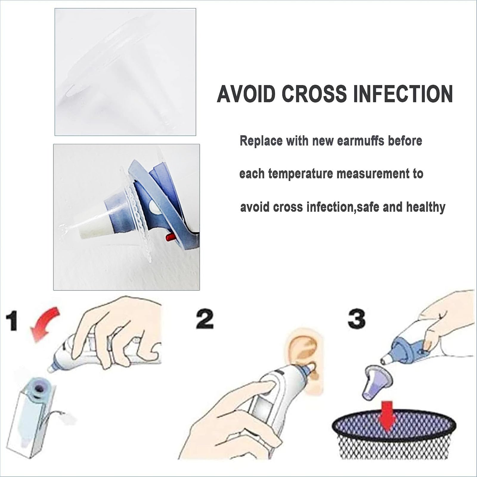 Disposable Ear Thermometer Probe Covers - 1000pcs Upgraded Version Thermometers Lens Filters Refill Caps for All Braun Thermometer Digital Thermometer Protective Cover for Baby Adults Kids Infant