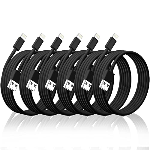iPhone Charger Cord,[MFi Certified] 6Pack Lightning Cable 6ft,Long Fast Charging 6 Feet for Apple iPhone 14/13/12/11/Pro/Max/SE/X/XS/XR/8/8Plus/iPad(Black)
