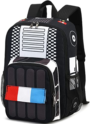LEDAOU Toddler Kids Backpack for Boys Girls Dinosaur Preschool Kindergarten School Backpack Bookbag School Bag with Chest Strap (Police Car Black)
