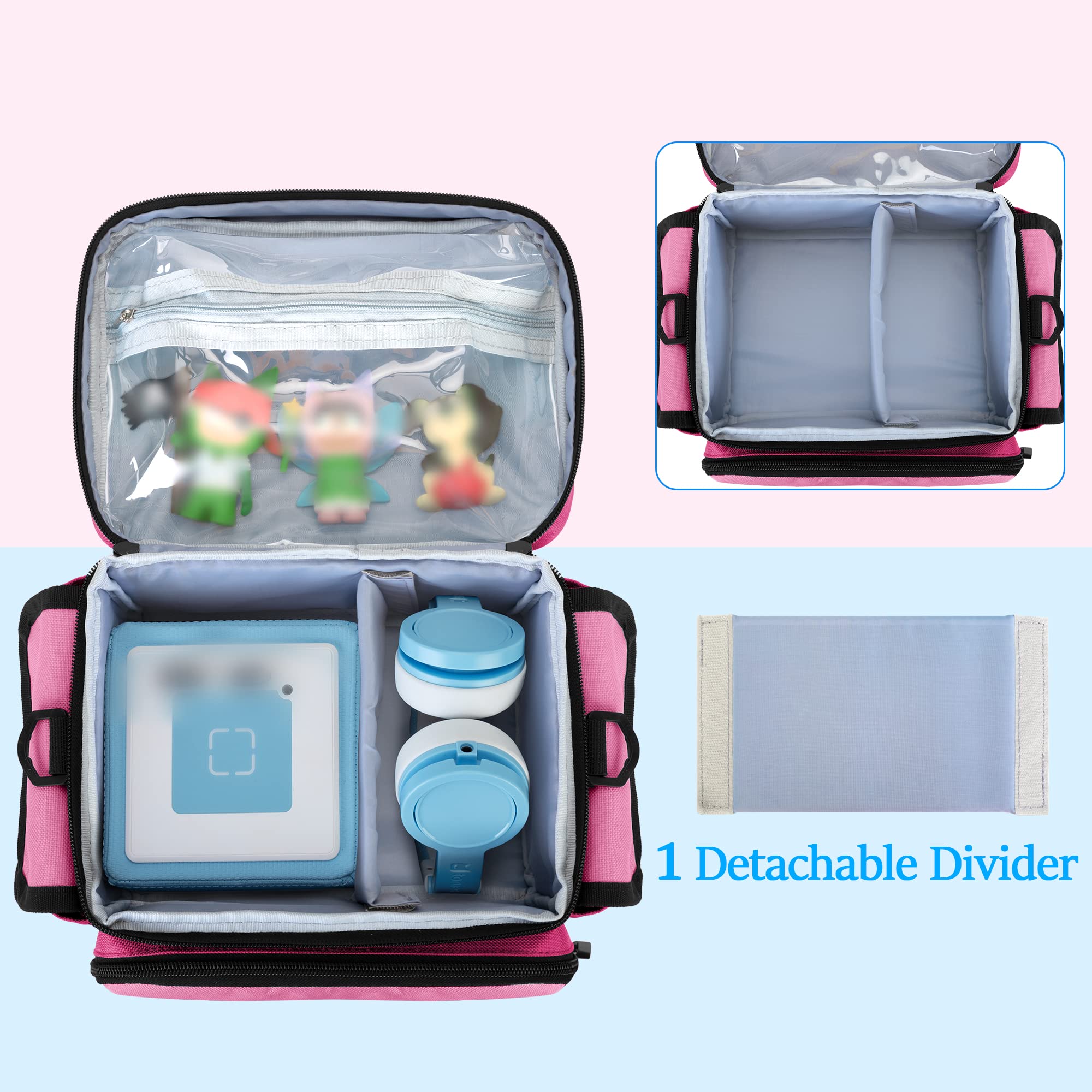 LoDrid Carrying Case Compatible with Toniebox, Portable Bag with Shoulder Strap for Audio Player Starter Set, Headphones Charging Station Storage, Rose Red (Bag Only)(Patent Design)