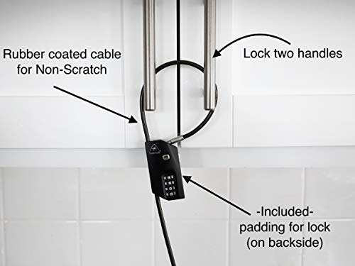Fridge Lock, Appliance Lock, Refrigerator Lock, French Door Lock, Adjustable Cable Combination Lock, Child Safety Cabinet Lock, Lock for Cabinet, Appliance Lock, Multi-Functional Combination Lock