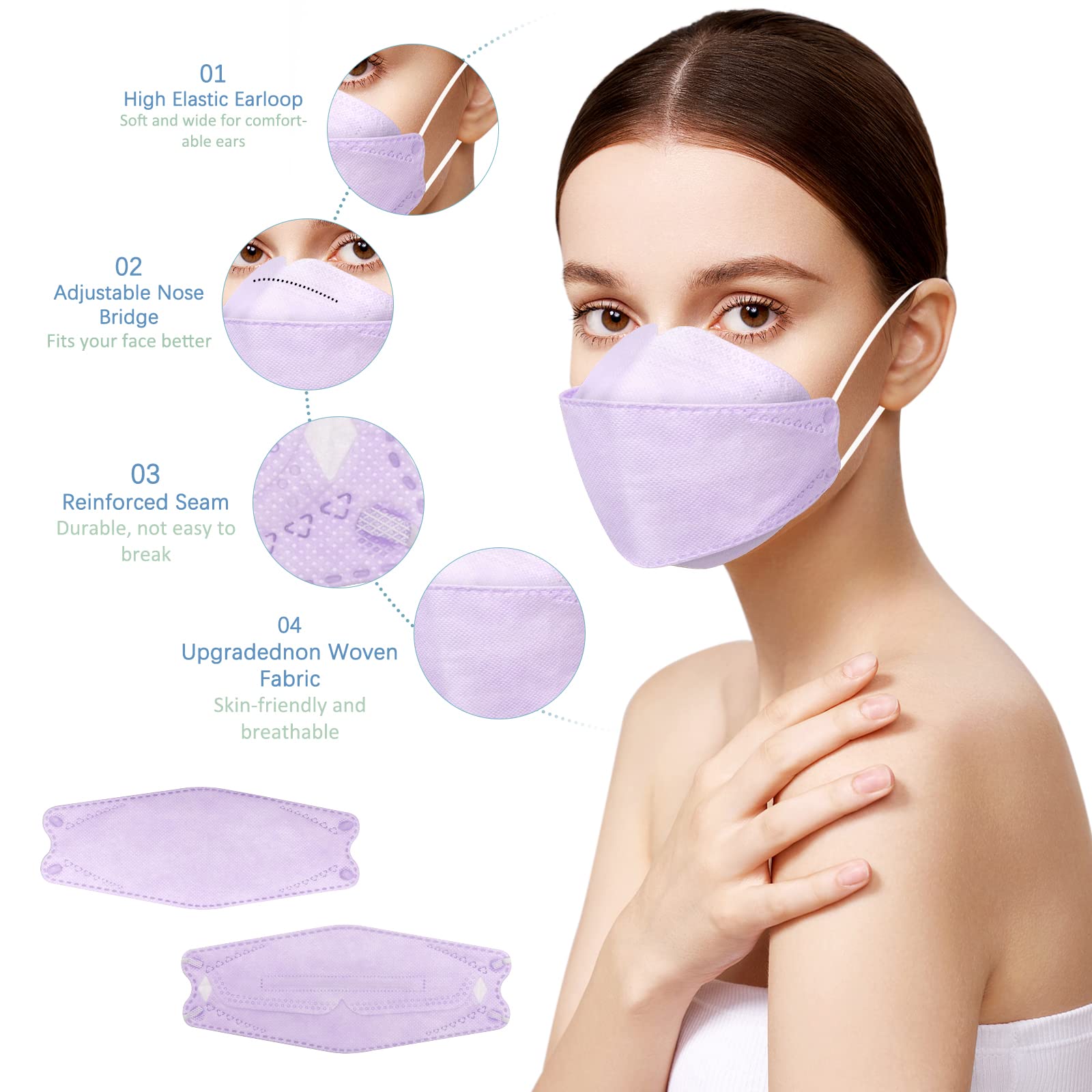LOGAO 60 individually packaged adult disposable KF94 black + white masks.