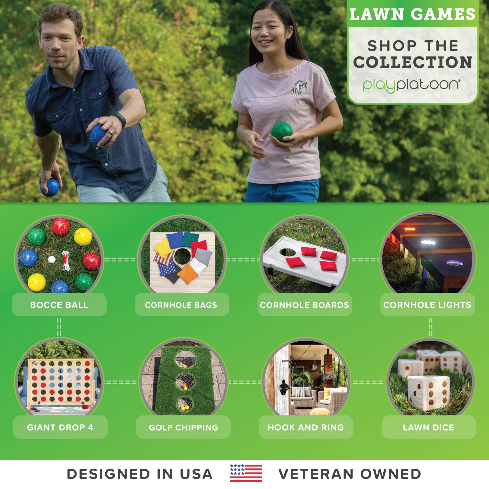 Play Platoon Lawn Dice with Scoreboard - Giant Red White & Blue Wooden Yard Dice Outdoor Game