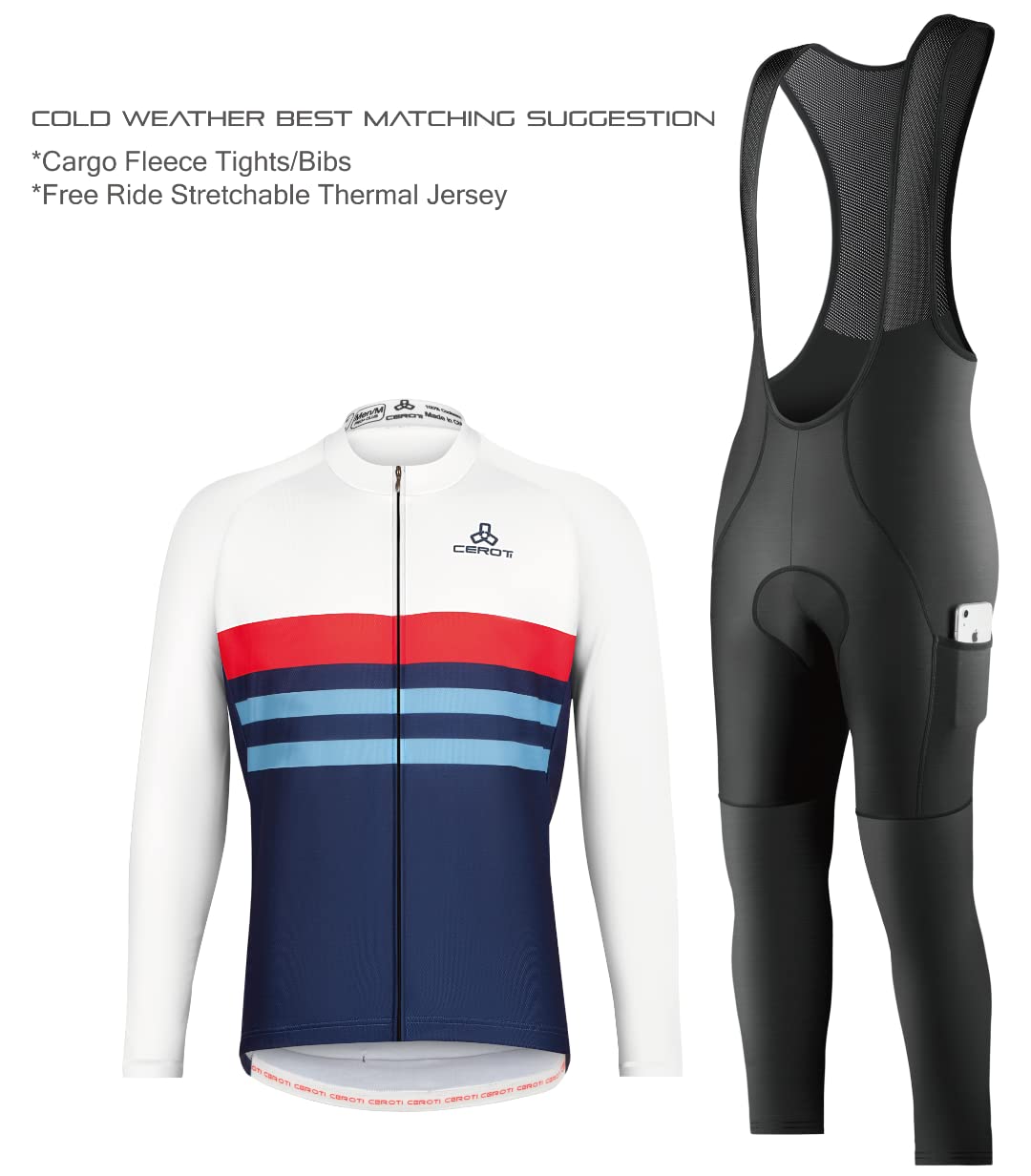 CEROTIPOLAR Club Fit Cycling Bike Jerseys Fleeced, Fall Winter Long Sleeve Bicycle Jackets