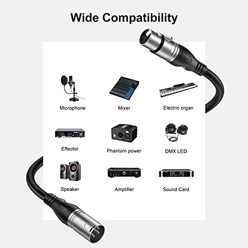 EBXYA 100Ft XLR Microphone Cables 2 Packs - Premium Balanced Mic Speaker Cable with 3 Pins XLR Male to Female 100 Feet, Black