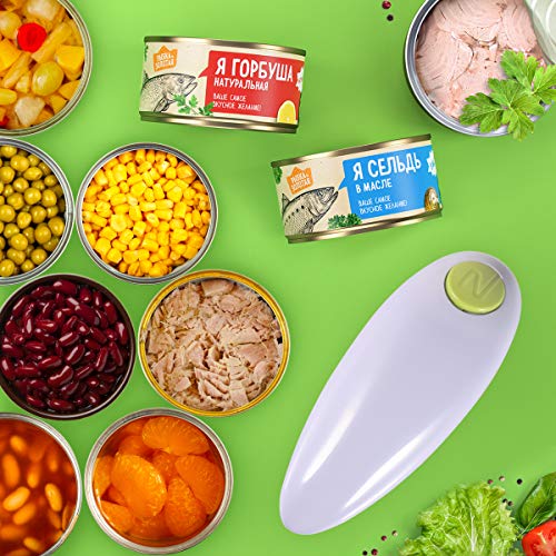 Fathers Day Gifts Easy One-Touch Electric Can Opener with Smooth Edge for Seniors with Arthritis,Food-Safe Automatic Can Openers, Hands Free Kitchen Gadgets for Kitchen Fits Almost All Cans, White