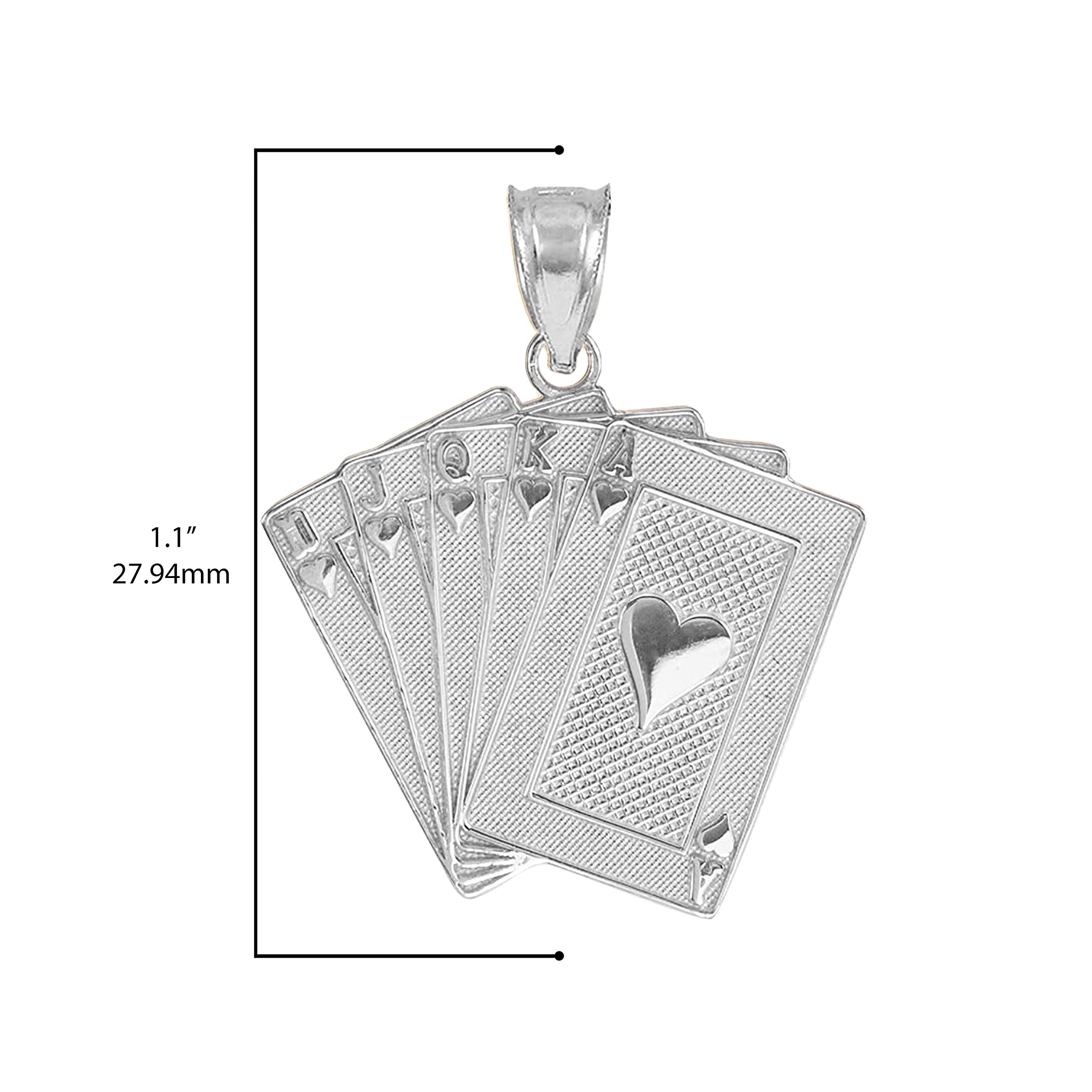 Claddagh Gold .925 Sterling Silver Heart Suit Royal Flush Poker Hand Cards Pendant Charm