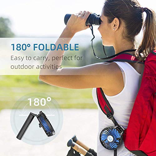 HandFan 10400mAh Portable Handheld Fan, Battery Operated Rechargeable Fan, Foldable Mini Fan With Portable Charger, Cooling Hand Fans for Travel, Outdoors, Indoors(Blue Blade)