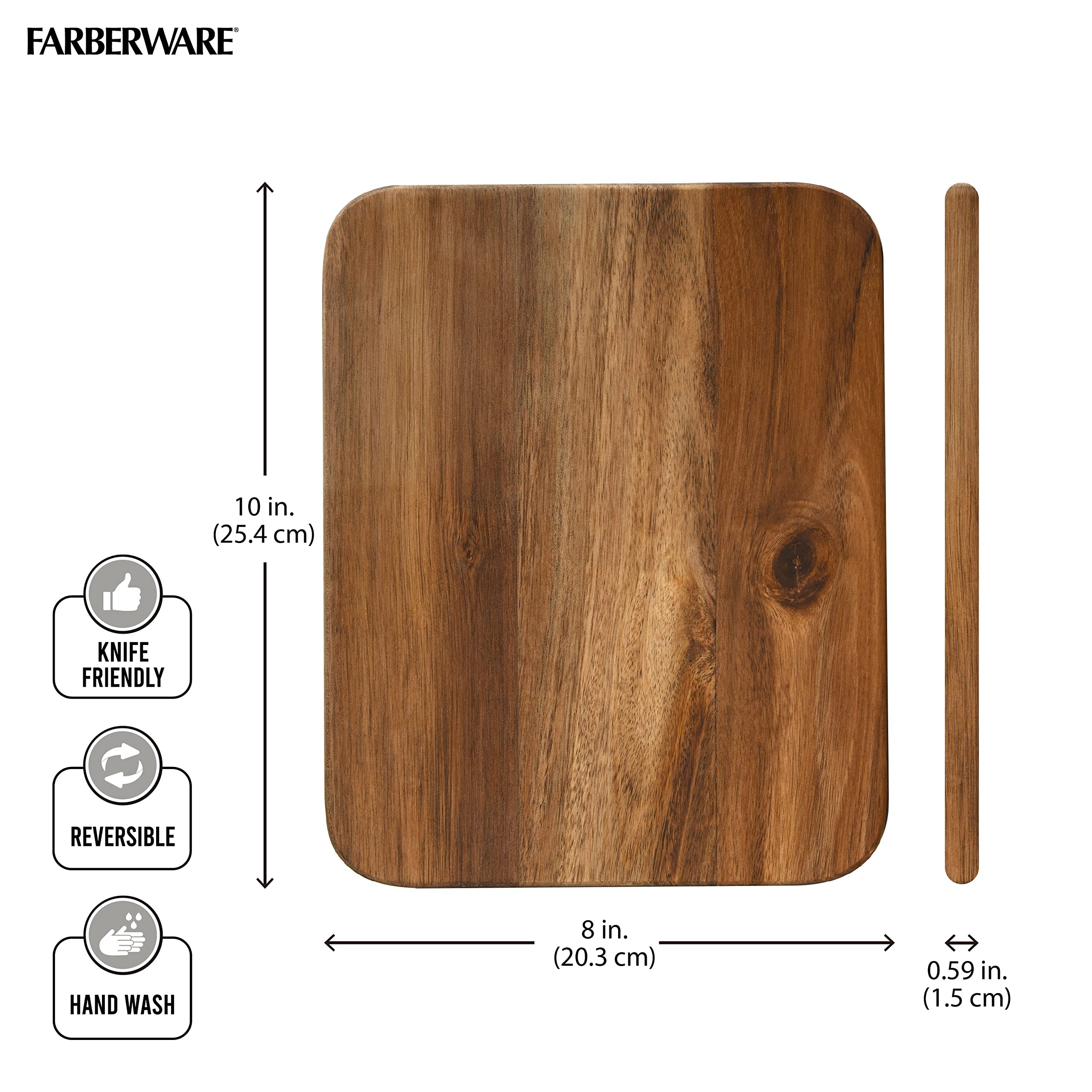 Farberware Small Acacia Wood Cutting Board, 8x10-Inch