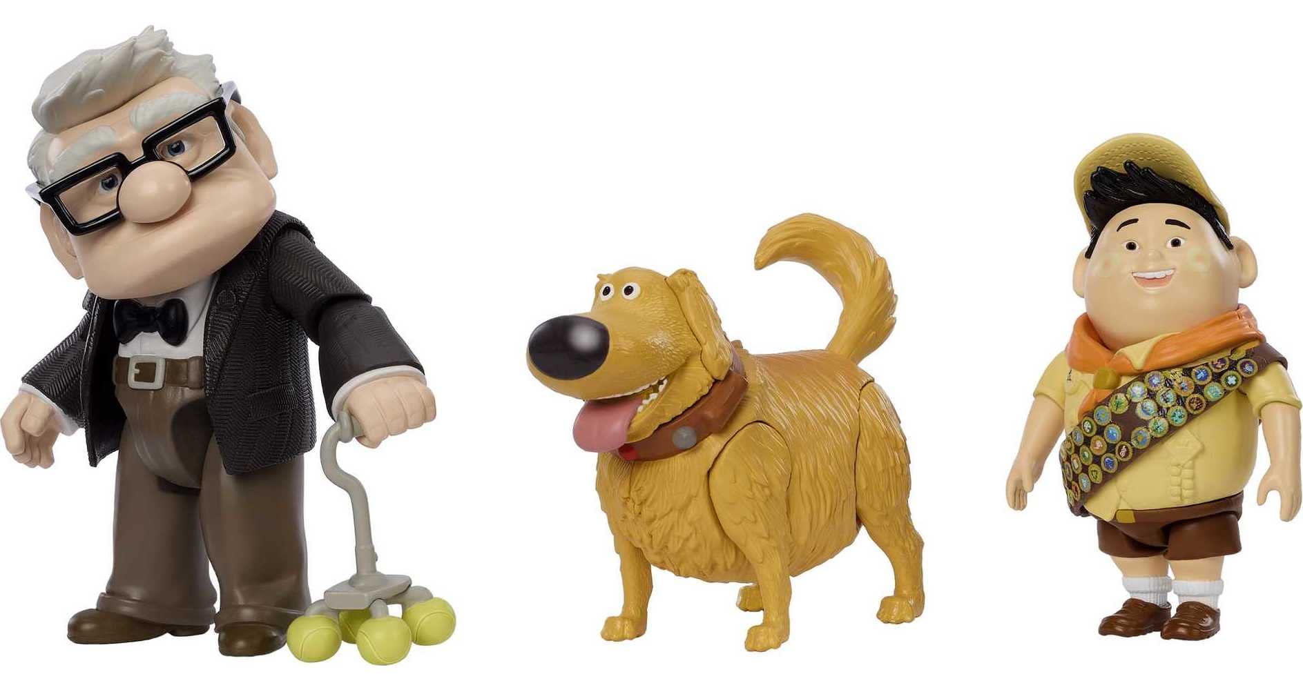 Disney and Pixar Up Storyteller 3 Action Figure Pack, Authentic Posable Storypack Gift of Carl, Russell & Dug The Dog Characters