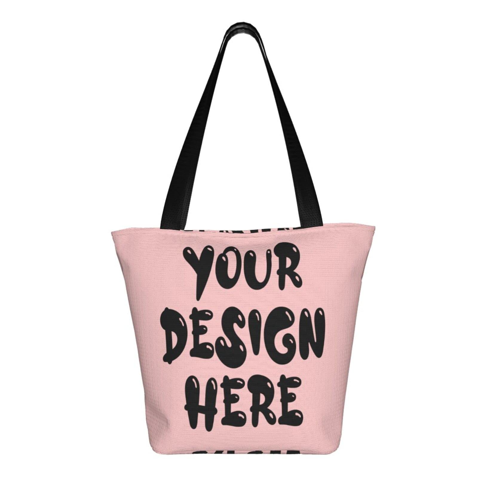 Custom tote bag Add Your Design Here Custom Tote Bag durable Great Gift Add Your Name Your Text Custom Tote Bag Pink One Size