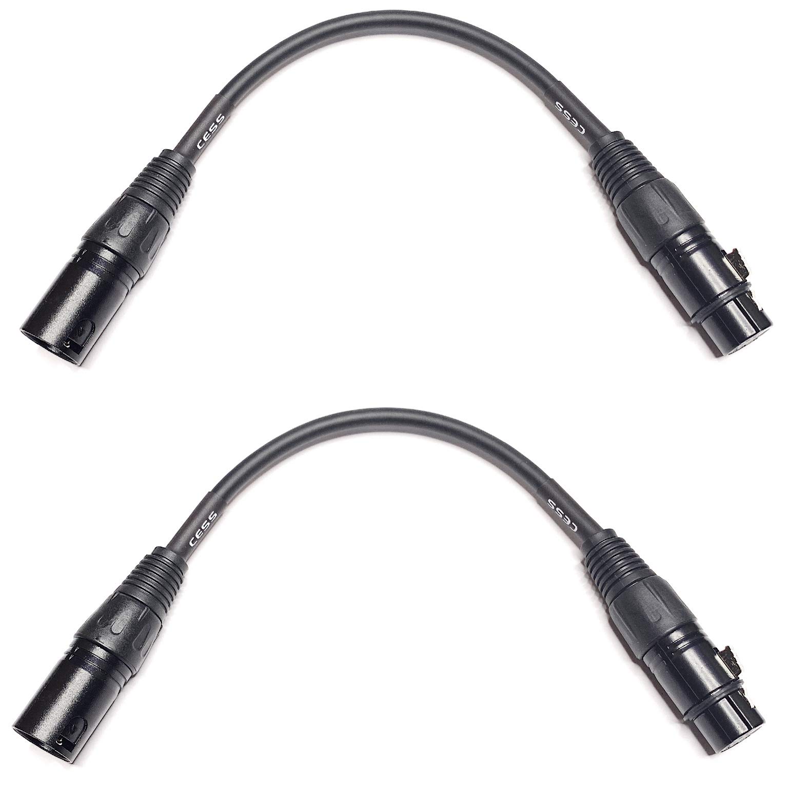 CESS-008 XLR3M to XLR5F DMX512 Adapter Cable - 3 Pin Male XLR to 5 Pin Female XLR DMX Turnaround, 6 Inches - 2 Pack