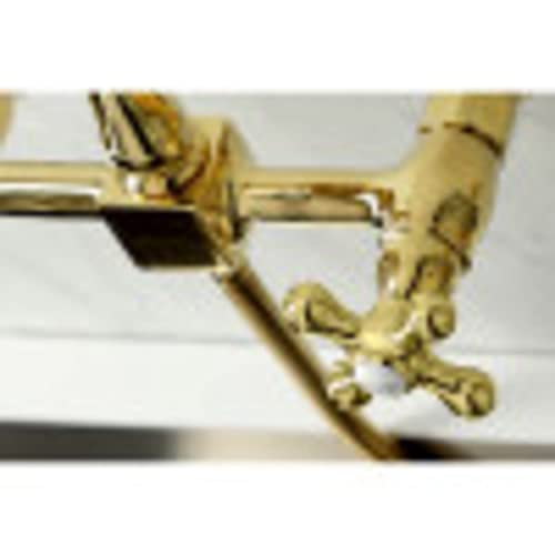 Kingston Brass KS1267AXBS Heritage 8-Inch Centerset Wall Mount Kitchen Faucet with Brass Sprayer, Brushed Brass