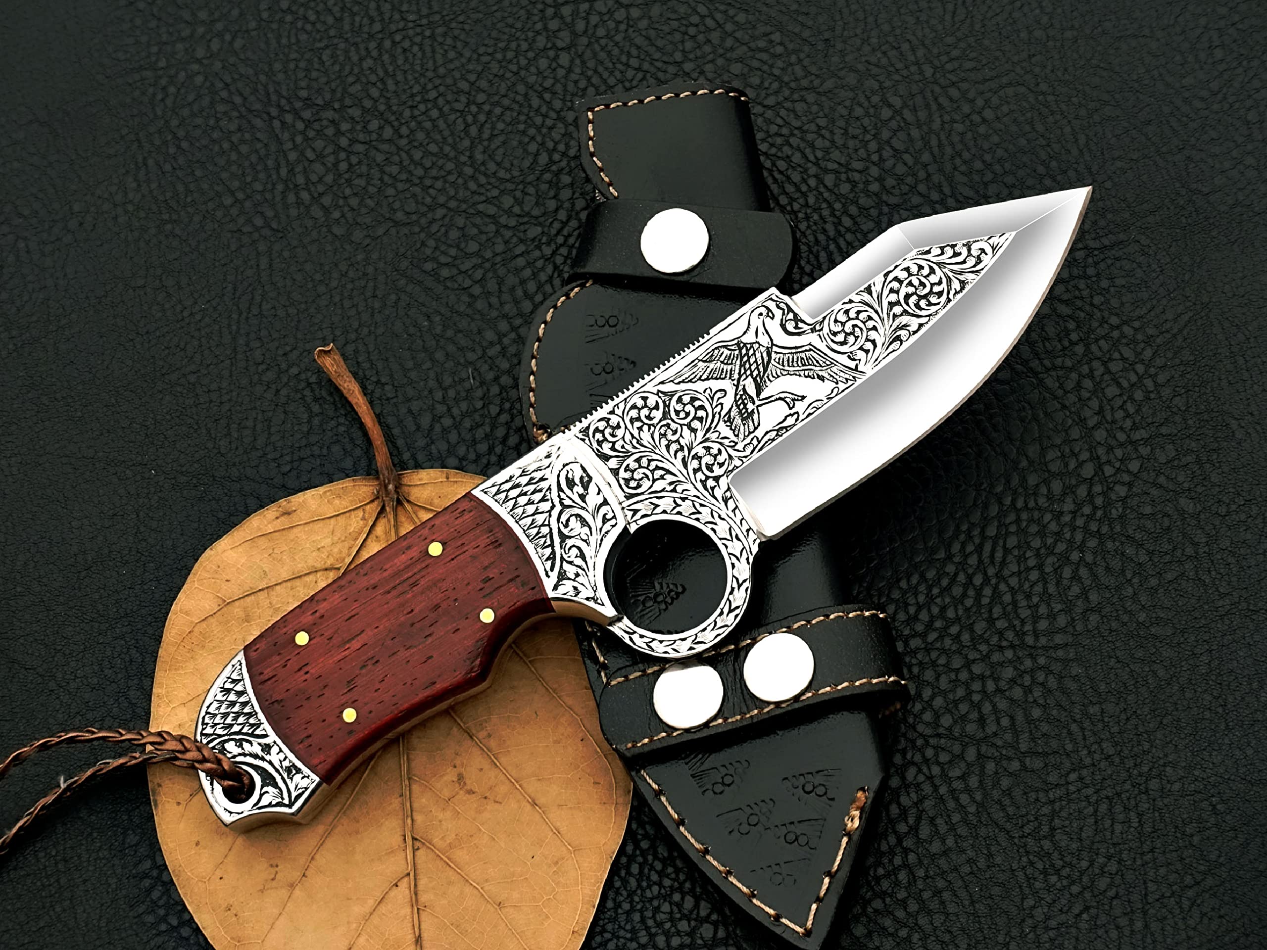 Custom Handmade/Engraved Knife/Luxury Knife D2 steel/Engraved knife with eagle engraving / D2 Tool Steel hunting and camping knife/Engraved Jungle knife