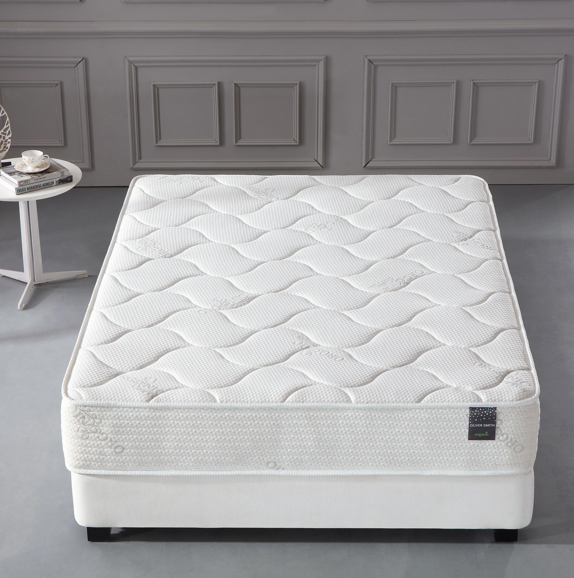 Oliver & Smith 10-Inch King Size Mattress Euro Plush Top with Organic Cotton Cover, Cooling Memory Foam - Pocketed Coils Medium Firm & Pressure Relief - Breathable King Bed Mattress in a Box