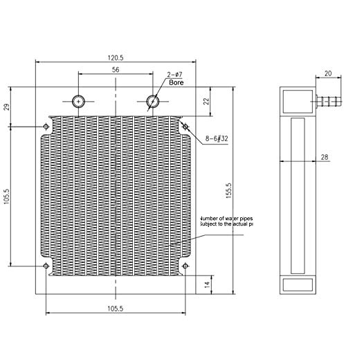 Clyxgs Water Cooling Radiator, 12 Pipe Aluminum Heat Exchanger Radiator with Tube for PC CPU Computer Water Cool System DC12V 120mm