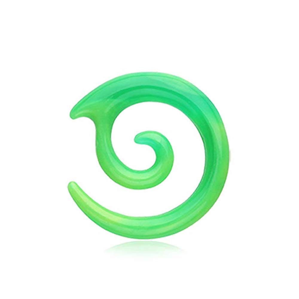 Covet Jewelry Twirl Fang Spiral Acrylic Ear Gauge Spiral Hanging Taper (2 GA (6.5mm), Green)