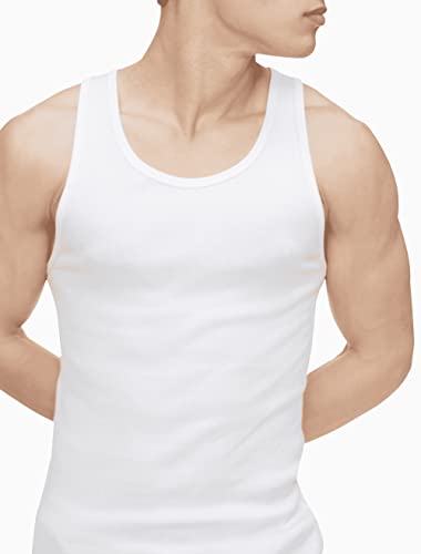 Calvin Klein Men's Cotton Classics 5-pack Tanks, 3 White/2 Grey Heather, Medium